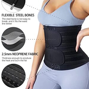 TELALEO Neoprene Waist Trainer for Women - Slimming Body Shaper - 2 Hot Waist Trimmer Cincher Sweat Belt - Tummy Control Corset Girdle Deep Black Medium02