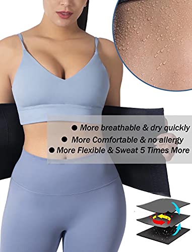 TELALEO Neoprene Waist Trainer for Women - Slimming Body Shaper - 2 Hot Waist Trimmer Cincher Sweat Belt - Tummy Control Corset Girdle Deep Black Medium02