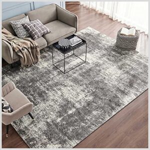 eviva 8x10 area rugs for living room polypropylene turkish rug indoor low pile large 8 x 10' area rug with stain-resistant big size grey 8 by 10 area rugs for bedroom huge farmhouse in gray and white