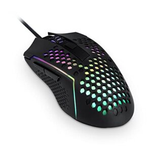 redragon m987 wired ultra-lightweight gaming mouse 55 g honeycomb rgb backlit 6 buttons programmable with 12400 dpi for windows pc computer