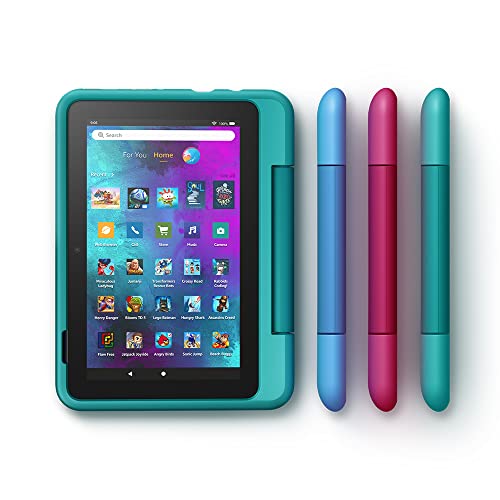 Amazon Kid-Friendly Case for Fire 7 tablet (Only compatible with 12th generation tablet, 2022 release) - Hello Teal