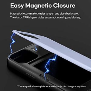 GOOSPERY Magnetic Door Bumper Compatible with iPhone 13 Case, Card Holder Wallet Case, Easy Magnet Auto Closing Protective Dual Layer Sturdy Phone Back Cover, Lilac Purple