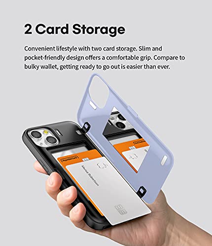 GOOSPERY Magnetic Door Bumper Compatible with iPhone 13 Case, Card Holder Wallet Case, Easy Magnet Auto Closing Protective Dual Layer Sturdy Phone Back Cover, Lilac Purple