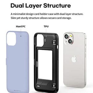 GOOSPERY Magnetic Door Bumper Compatible with iPhone 13 Case, Card Holder Wallet Case, Easy Magnet Auto Closing Protective Dual Layer Sturdy Phone Back Cover, Lilac Purple