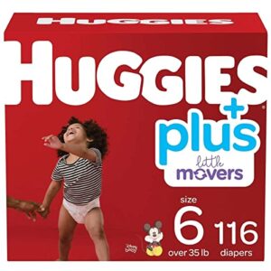 huggies little movers plus diapers, size 6 (116-count)