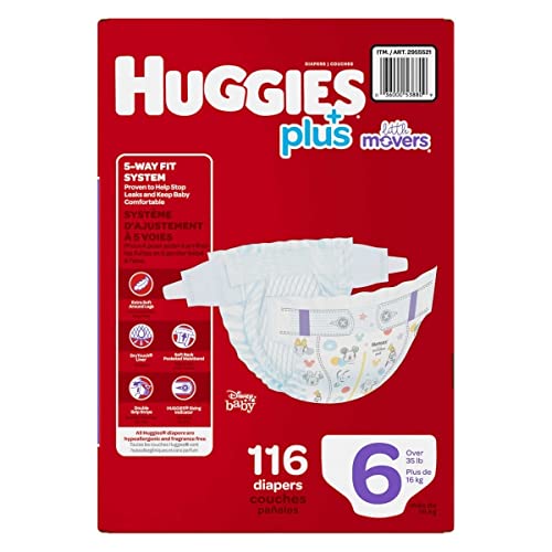 Huggies Little Movers Plus Diapers, Size 6 (116-Count)