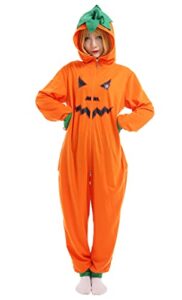 haikyuu halloween onesie pajamas adult bat skellington printed long sleeve hooded kigurumi sleepwear jumpsuit costume outfits (small, pumpkin-yellow)