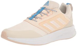 adidas women's duramo protect running shoe, wonder white/zero metallic/pulse blue, 8.5