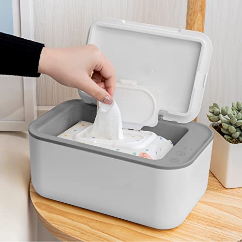 Baby Wipe Warmer, Baby Wet Wipes Dispenser, Smart Precise Temperature Control Large Capacity Evenly Overall Heating Super Silence, Portable Wipes Warmer for Babies, Diaper Wipe Warmer, White