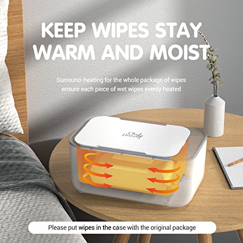 Baby Wipe Warmer, Baby Wet Wipes Dispenser, Smart Precise Temperature Control Large Capacity Evenly Overall Heating Super Silence, Portable Wipes Warmer for Babies, Diaper Wipe Warmer, White