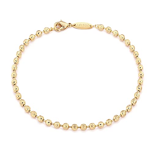 MEVECCO Gold Beaded Bracelets,18K Gold Plated Handmade Minimalist Stackable Thin Bracelets Round Balls Chain Dainty Bracelet for Women