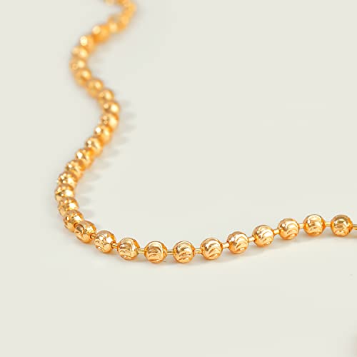 MEVECCO Gold Beaded Bracelets,18K Gold Plated Handmade Minimalist Stackable Thin Bracelets Round Balls Chain Dainty Bracelet for Women