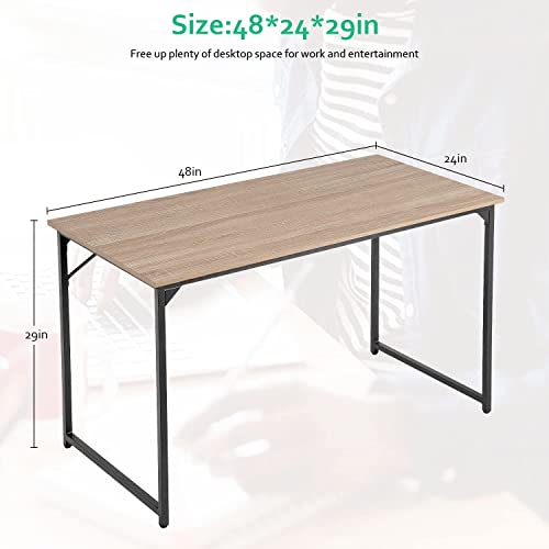 PayLessHere Computer Desk 47'', Modern Writing Desk, Simple Study Table, Industrial Office Desk, Sturdy Laptop Table for Home Office, Nature