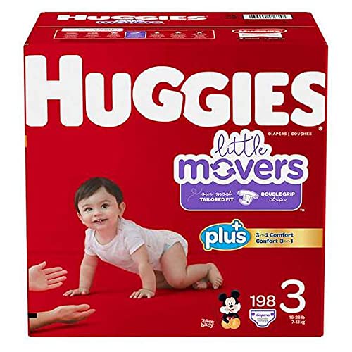 Huggies Little Movers Plus Diapers, Size 3 (198-Count)