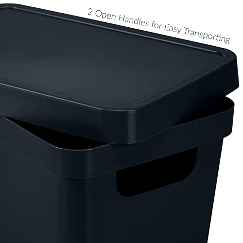 Simplify Small Vinto Storage Box | Click Tight Lid | Dimensions: 9.76" x 6.69" x 4.84" | Stackable | Home Organization | 2 Handles | Black