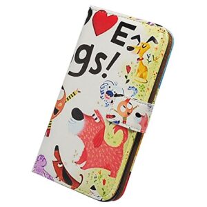 Bcov iPhone 13 Case, Colorful Cute Dogs Leather Flip Phone Case Wallet Cover with Card Slot Holder Kickstand for iPhone 13