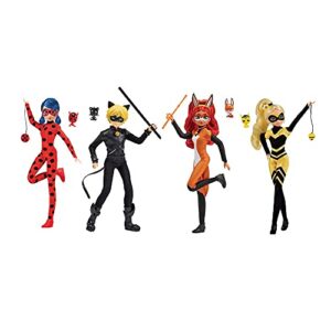 miraculous heroes fashion doll bundle (ladybug, cat noir, rena rouge, queen bee)