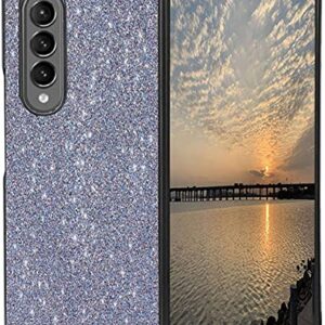 ZYKY Glitter Phone Case for Galaxy Z Fold 3, Sparkling Leather Back Cover Protector PC Hard Shockproof Protection Shell Compatible with Samsung 3 5G (Black)