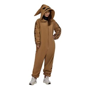 Fortunehouse Oogie Boogie Costume Unisex Onesie Pajamas Cosplay Costume (L), Light Brown