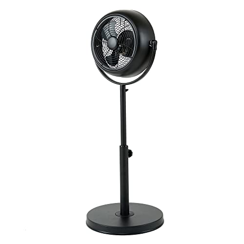 Simple Deluxe Industrial Retro Pedestal Fan, 360° Rotatable Stand Fan, 3 Speed Adjustable, Adjustable Height Pedestal Stand Fan Suitable for Industrial, Commercial, Residential,8 Inch,Black