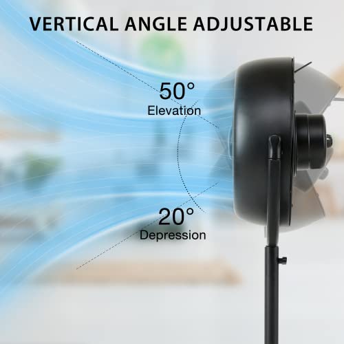 Simple Deluxe Industrial Retro Pedestal Fan, 360° Rotatable Stand Fan, 3 Speed Adjustable, Adjustable Height Pedestal Stand Fan Suitable for Industrial, Commercial, Residential,8 Inch,Black