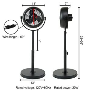 Simple Deluxe Industrial Retro Pedestal Fan, 360° Rotatable Stand Fan, 3 Speed Adjustable, Adjustable Height Pedestal Stand Fan Suitable for Industrial, Commercial, Residential,8 Inch,Black