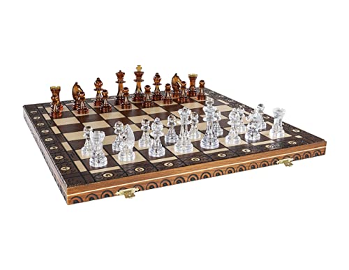 Chess and games shop Muba Amber 6EF Handmade Wooden Chess Set 21 Inch Board with Chessmen- Storage Box to Store All The Pieces