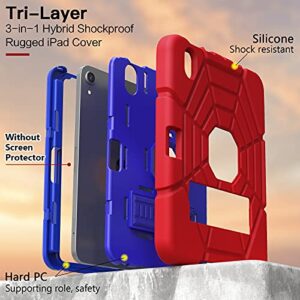 Grifobes Case for iPad Mini 6, for iPad Mini 6th Generation, Heavy Duty Shockproof Rugged Cover with Pencil Holder Stand, Protective Mini 6th Gen 8.3 inch 2021 Case for Kids Boys (Red+Blue)