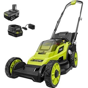 ryobi 13 in. one+ 18 volt cordless battery walk behind push lawn mower