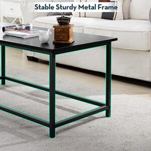 SAYGOER Black Coffee Table Simple Modern Coffee Tables Open Design Rectangular Minimalist Center Table for Living Room Home Office Industrial Cocktail Tables, Easy Assembly, 39.37 x 19.69 x 17.72