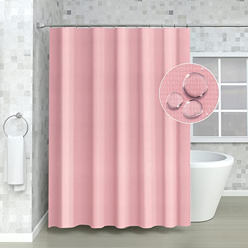 Pretty House Water Resistant Light-Weight Shower Curtain, Waffle Weave; Spa, Hotel Quality Premium Bathroom Shower Curtains; Machine Washable; 72 x 72 inch Blush Curtain