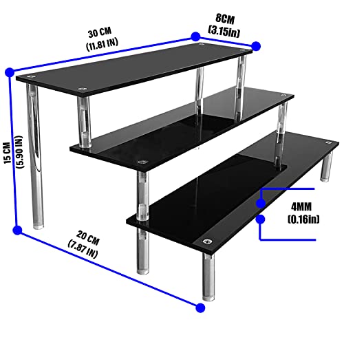 AZEAM Acrylic Riser, Black Display Risers Stand Large Collection Organizer Shelf for Cupcake Food Desserts Holder Cosmetic Products Tabletop Use and More (12 X 8 X 6 Inch) (2 Packs Black)