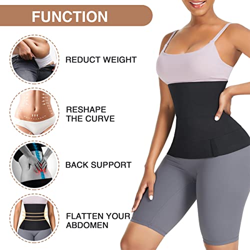 FeelinGirl Waist Trainer for Women Snatch Bandage Tummy Wrap Plus Size Workout Waist Trimmer for Gym Sport Bandage Wrap