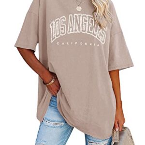 Womens Oversized Los Angeles California Graphic T Shirts Half Sleeve Summer Loose Casual Tees Tunic Tops