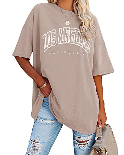 Womens Oversized Los Angeles California Graphic T Shirts Half Sleeve Summer Loose Casual Tees Tunic Tops