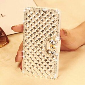 Bonitec Compatible with iPhone 13 Wallet Case for Women Luxury Cute Shiny Bling Glitter Bowknot Crystal Diamond Rhinestone Wallet Flip Stand Kickstand Protective Full Body Cover with Card Slot