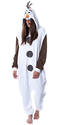 Disney Frozen Adult Olaf Kigurumi Costume Union Suit Pajama For Men Women (L/XL) White