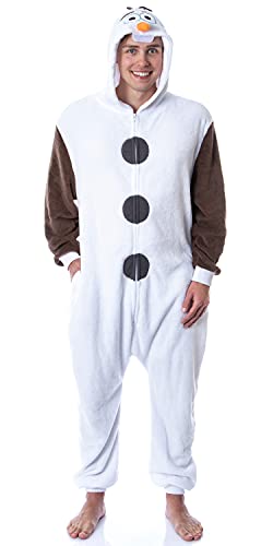 Disney Frozen Adult Olaf Kigurumi Costume Union Suit Pajama For Men Women (L/XL) White