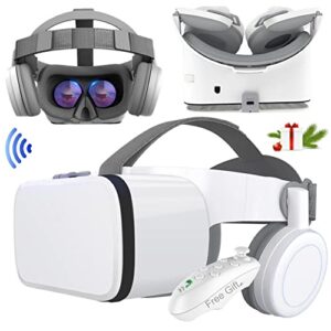 vr headset, virtual reality headset w/controller & headphones for kid adult play 3d game movie, universal vr set glasses goggle bundle for pc android phone for iphone 13 12 11 pro x s r max samsung