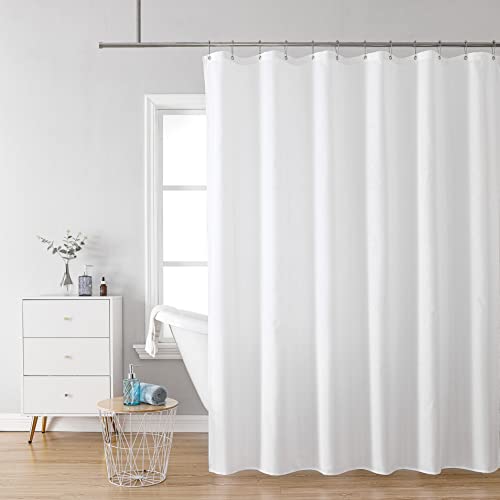 ACCS TEX White Fabric Waterproof Shower Curtain for Bathroom, Soft Bath Decor Cloth Shower Liner with Metal Grommet Holes, Modern Hotel Quality Curtain for Spa(Machine Washable/72x72 Inch/)