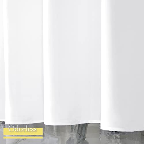 ACCS TEX White Fabric Waterproof Shower Curtain for Bathroom, Soft Bath Decor Cloth Shower Liner with Metal Grommet Holes, Modern Hotel Quality Curtain for Spa(Machine Washable/72x72 Inch/)