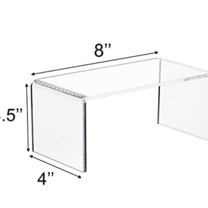 Claytonic Durable 4-Pack Large Clear 4mm Thick Acrylic Display Risers for Funko POP figures,Retail Display, Display Riser Shelf Showcase Fixtures for Jewelry (4, 8''x 4''x 4.5'')