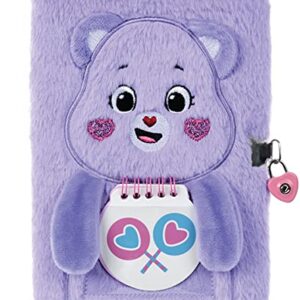 iscream Care Bears Share Bear Lined-Page Lock and Key 8.5" Plush Fur Journal with Mini Spiral Journal