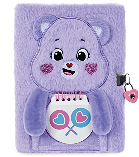 iscream Care Bears Share Bear Lined-Page Lock and Key 8.5" Plush Fur Journal with Mini Spiral Journal