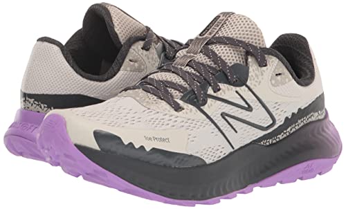 New Balance Women's DynaSoft Nitrel V5 Trail Running Shoe, Timberwolf/Phantom/Electric Purple, 8 Wide