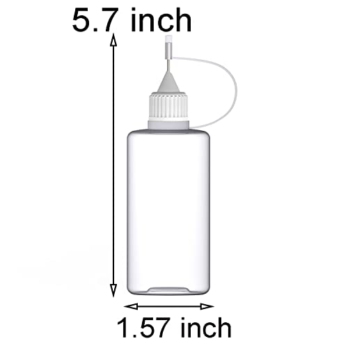 WANBAO 6 Pcs 4 Ounce Needle Tip Glue Bottle Tip Applicator Bottle with 2 Funnel, for Glue, Liquid, Oil, DIY Crafts Etc, Multicolor Lids.