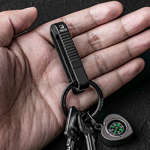 FEGVE Titanium Duty Belt Key Holders, Quick Release Keychain with Keyring for Keys,Gifts for Men Dad (Black - RK1)