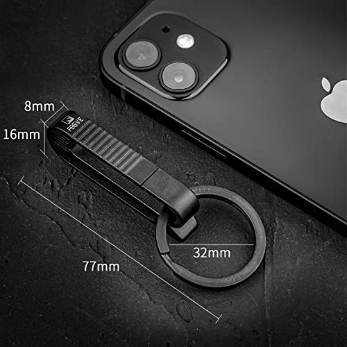 FEGVE Titanium Duty Belt Key Holders, Quick Release Keychain with Keyring for Keys,Gifts for Men Dad (Black - RK1)