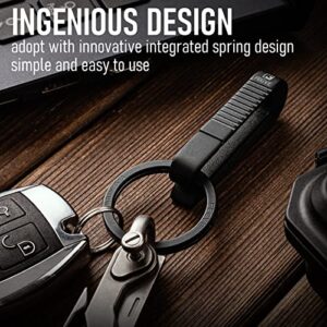 FEGVE Titanium Duty Belt Key Holders, Quick Release Keychain with Keyring for Keys,Gifts for Men Dad (Black - RK1)