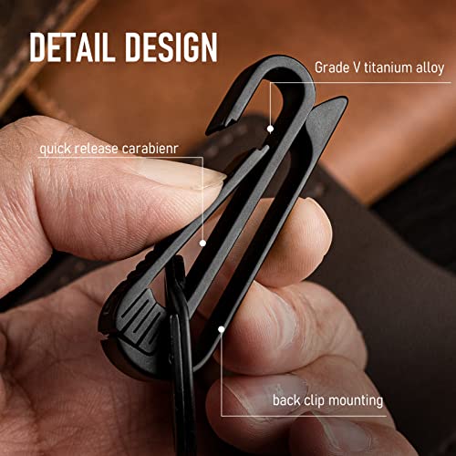 FEGVE Titanium Duty Belt Key Holders, Quick Release Keychain with Keyring for Keys,Gifts for Men Dad (Black - RK1)